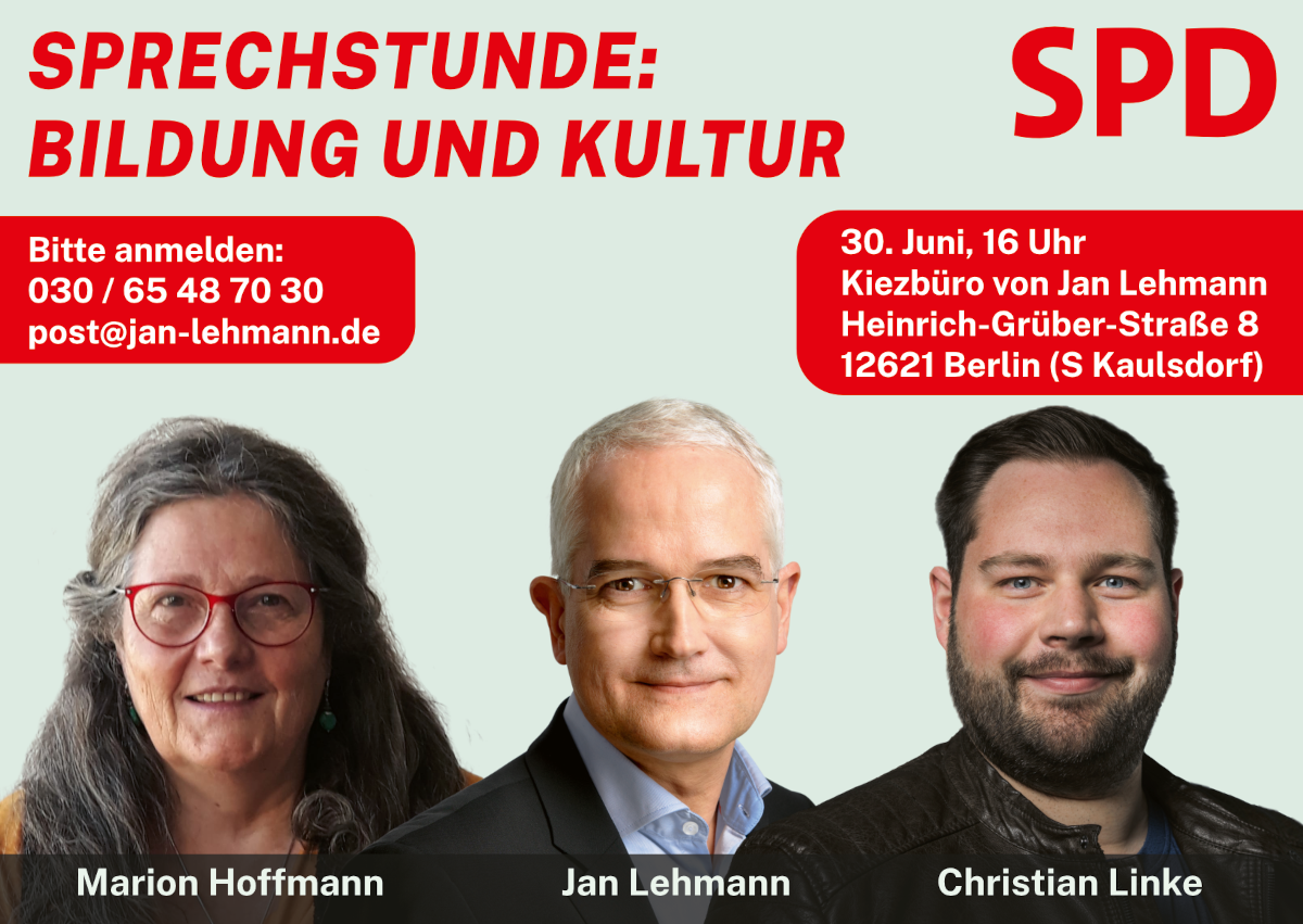 Sprechstunde am Freitag, 16 Uhr im Kiezbüro - Jan Lehmann